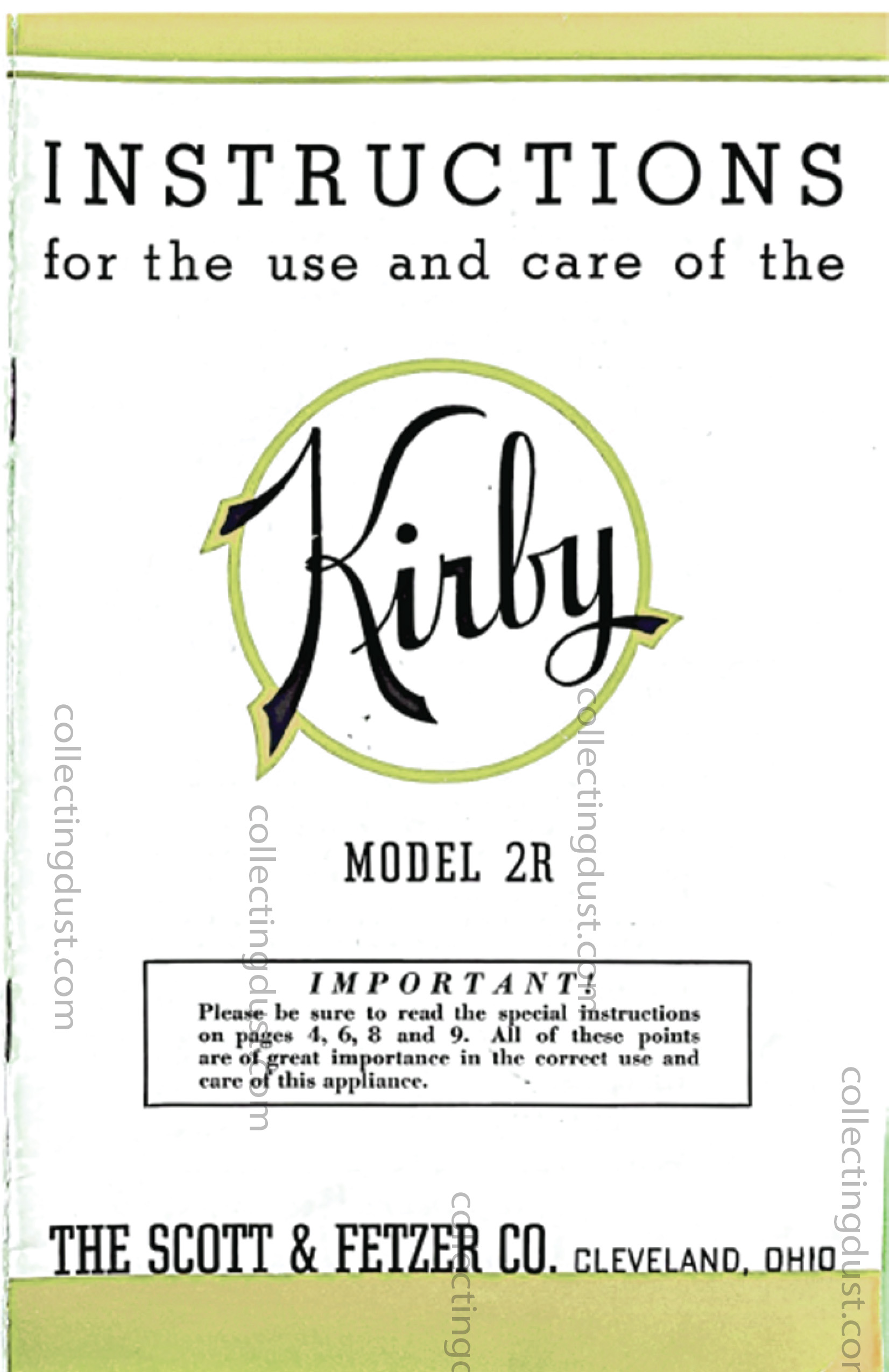 Vintage Kirby instruction manuals